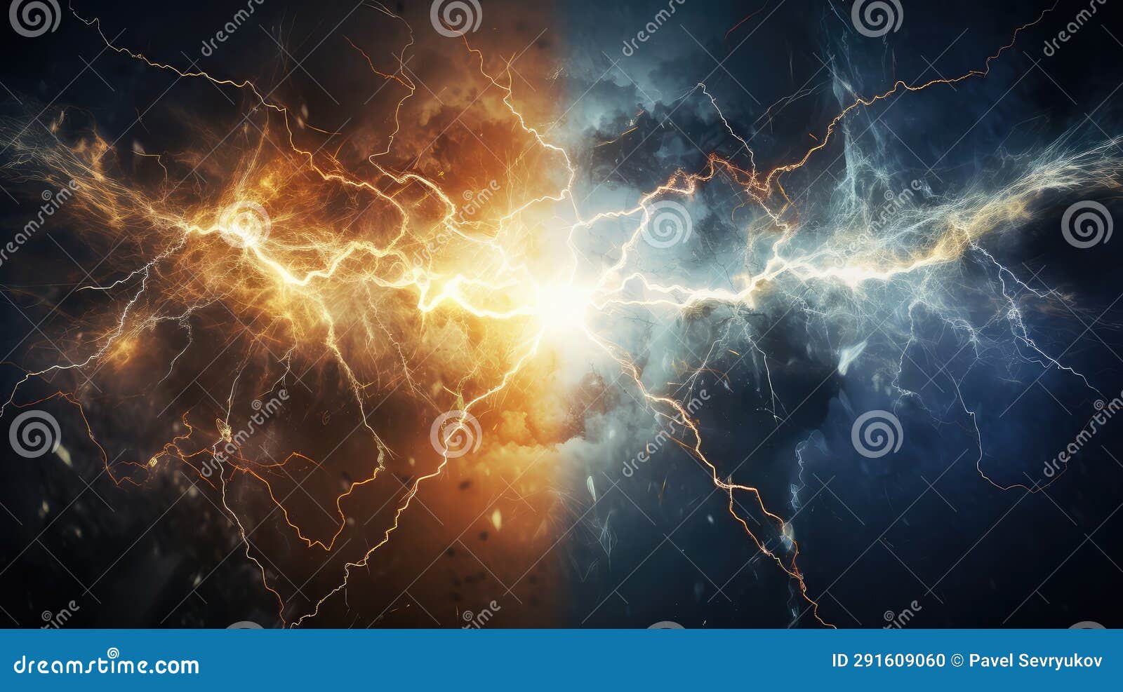 Effect Lightning Collision Powerful Stock Illustration - Illustration ...