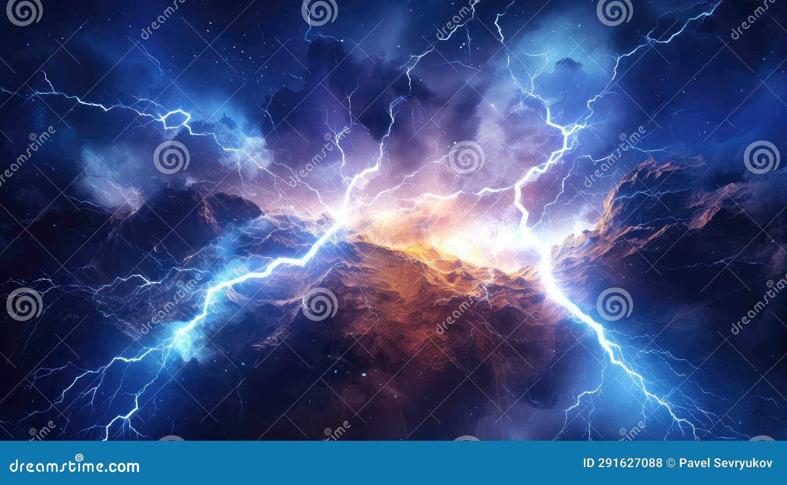 Effect Lightning Collision Powerful Stock Illustration - Illustration ...