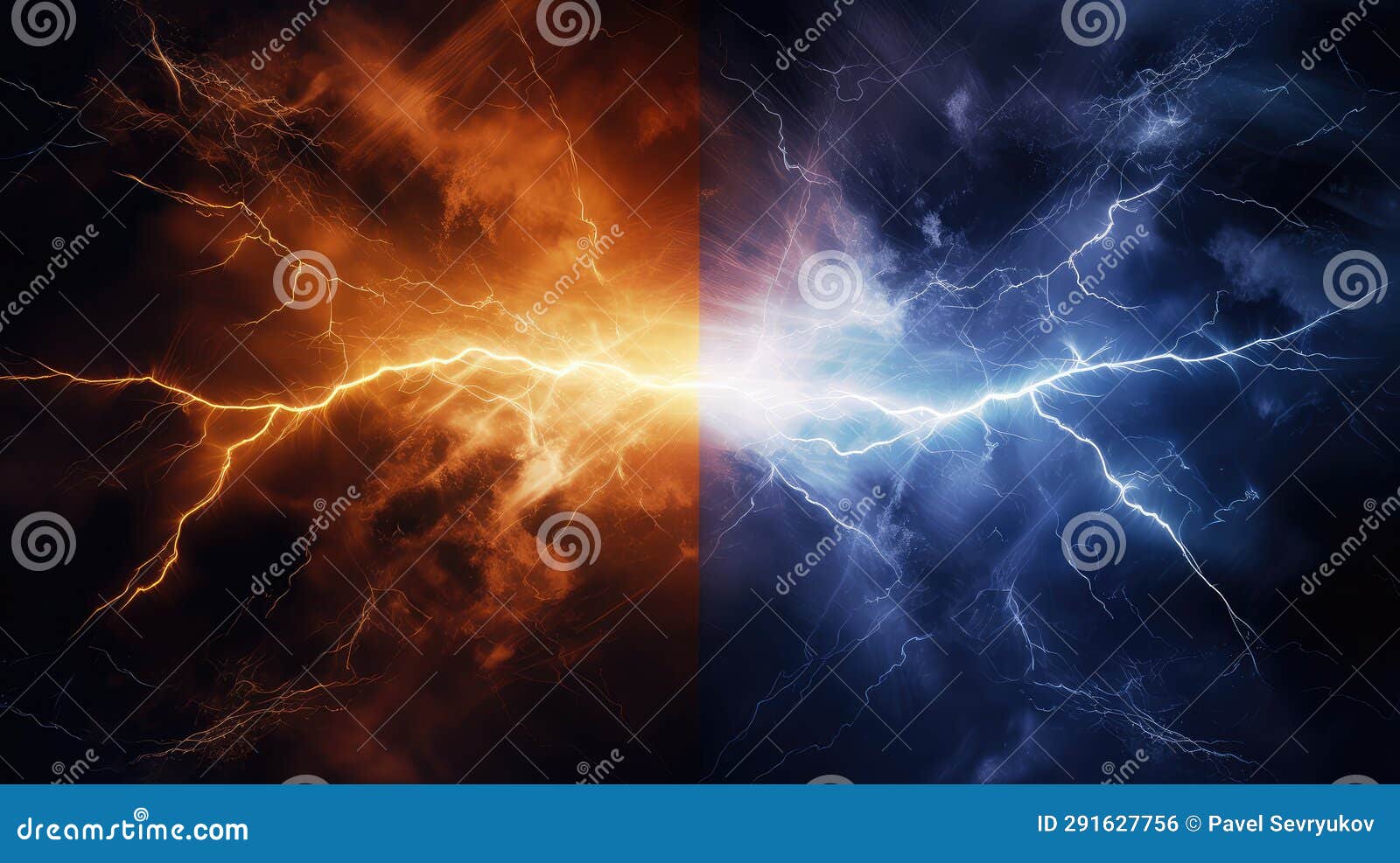 Effect Lightning Collision Powerful Stock Illustration - Illustration ...