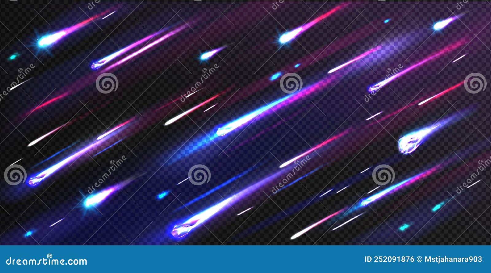 Effect, Meteor, Rain, Cosmos, Dust, Galaxy Comets Stock Vector ...