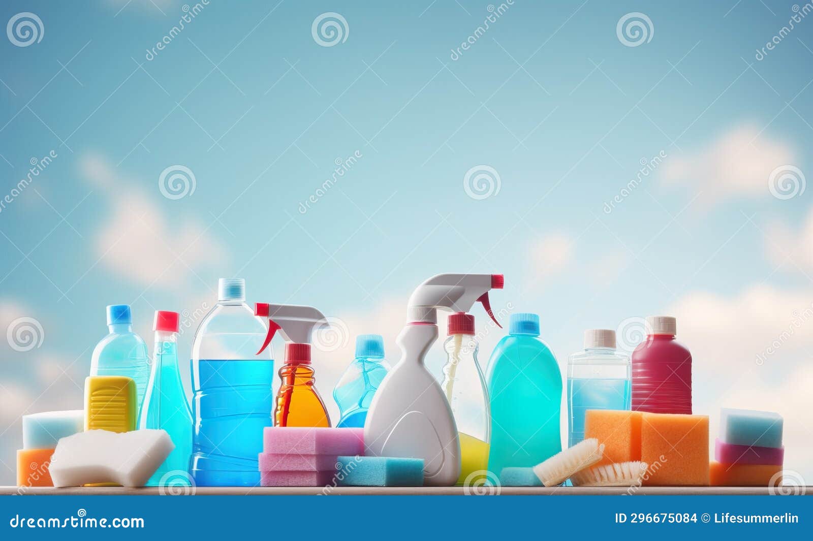 Effective Cleaning Products for a Sparkling Home Stock Illustration ...