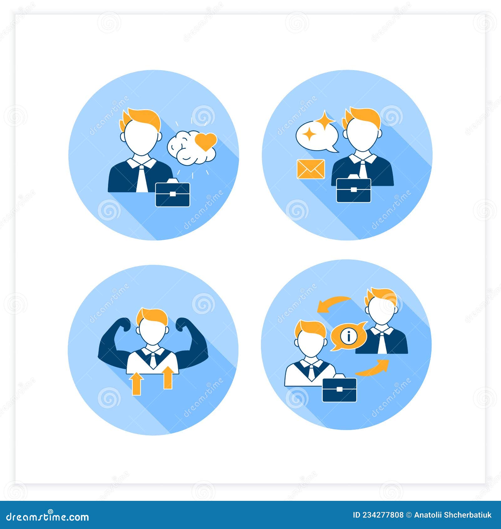 Effective Communication Flat Icons Set Stock Vector - Illustration of ...