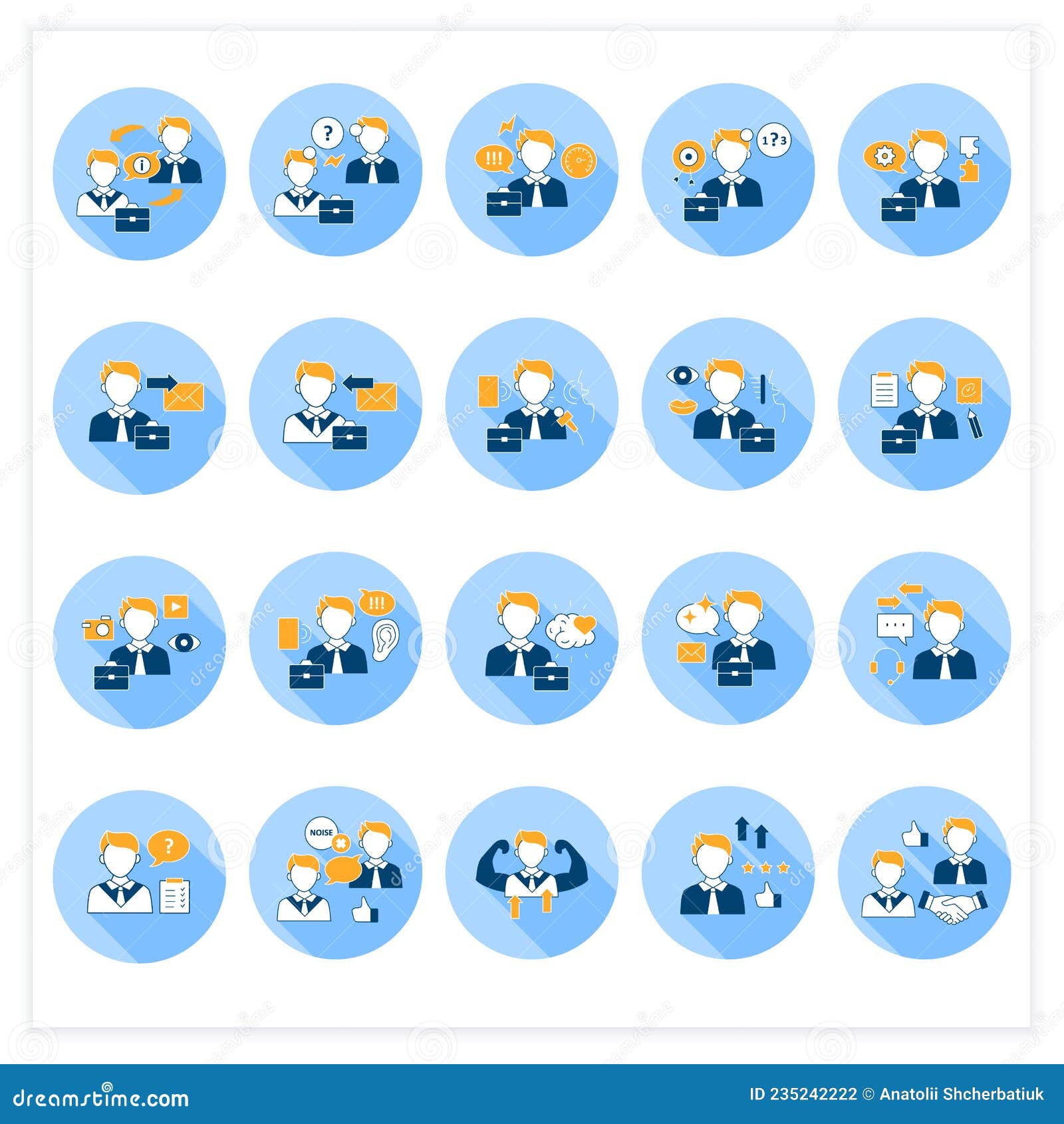 Effective Communication Flat Icons Set Stock Vector - Illustration of ...