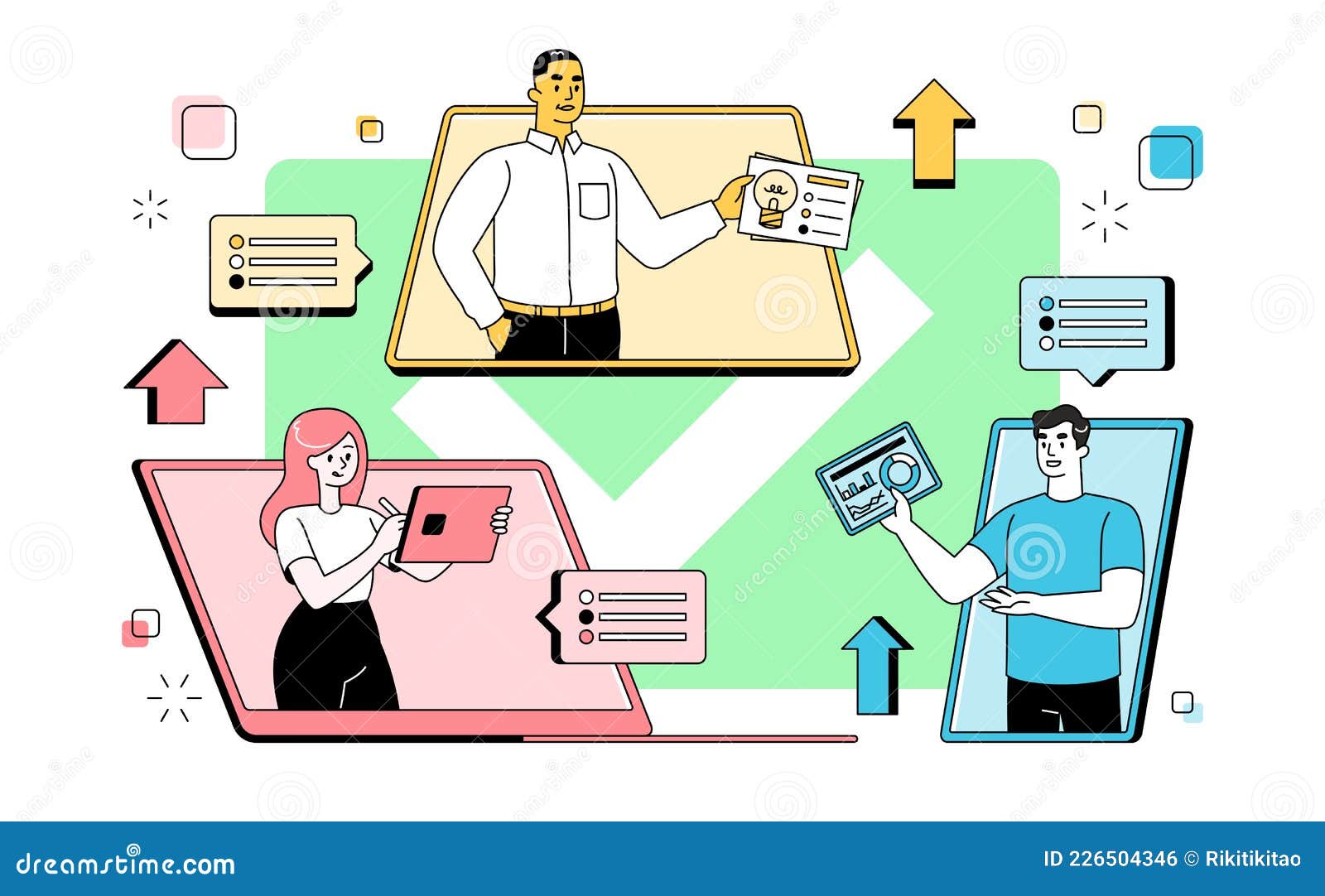 Effective Communication Flat Vector Illustration And Information ... Effective Communication Flat Vector Illustration And Information ...