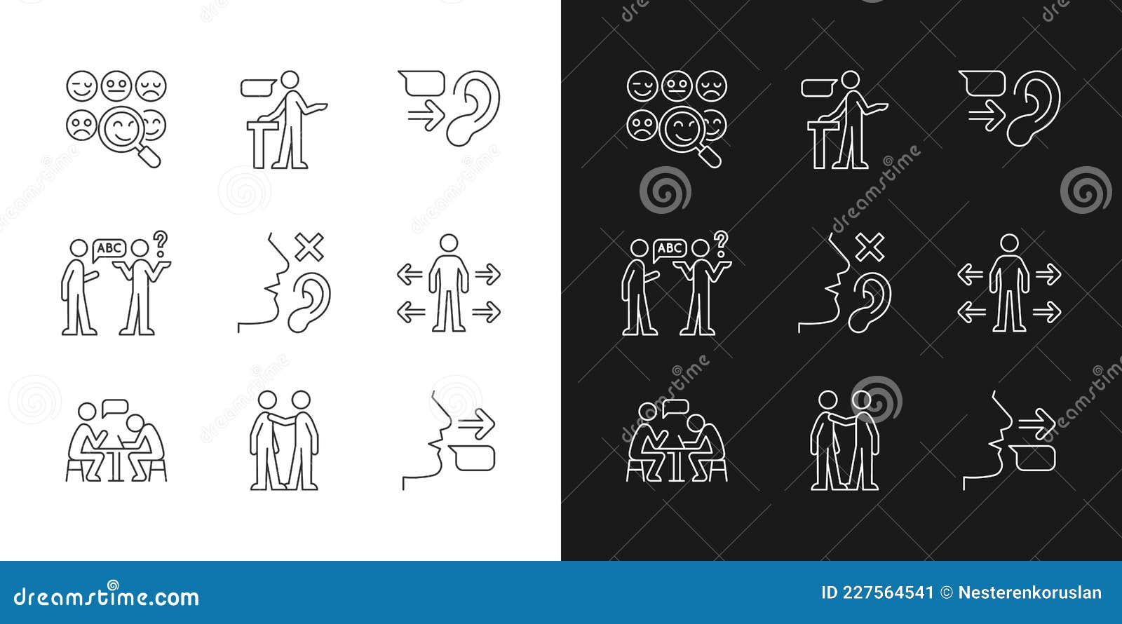 Effective Communication Linear Icons Set for Dark and Light Mode Stock ...
