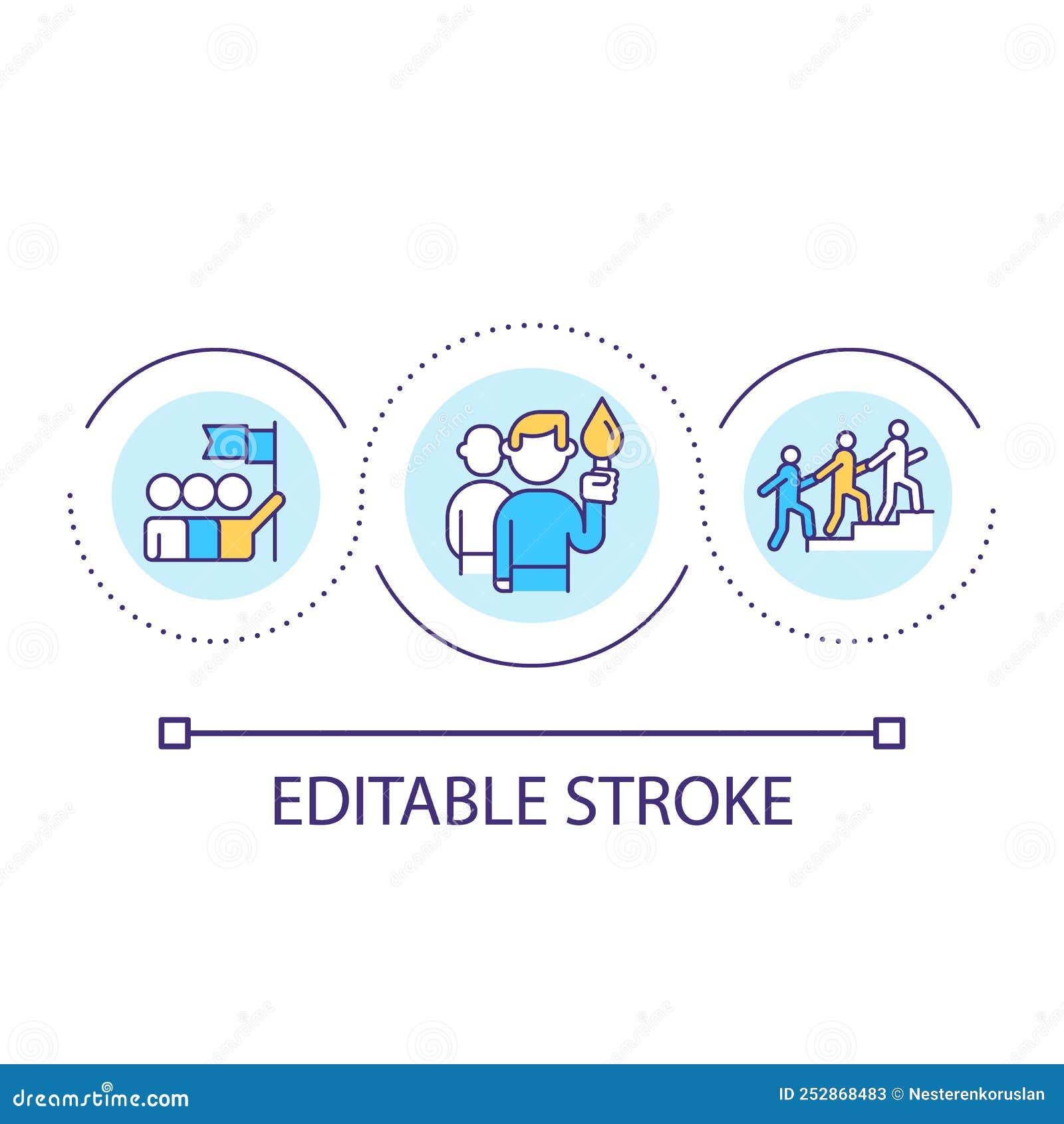 Effective Leader in Workplace Loop Concept Icon Stock Vector ...