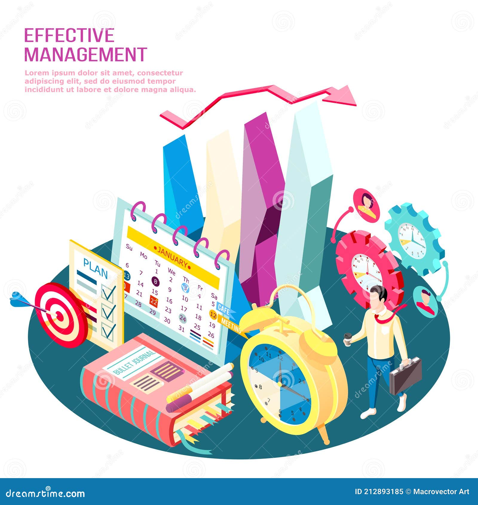 Effective Management Concept Isometric Composition Stock Vector - Illustration of growth ...
