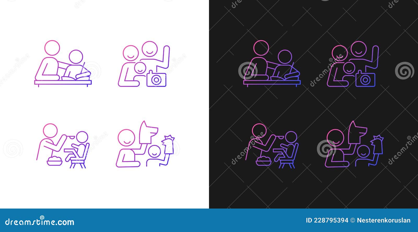 Effective Parenting Style Gradient Icons Set for Dark and Light Mode ...