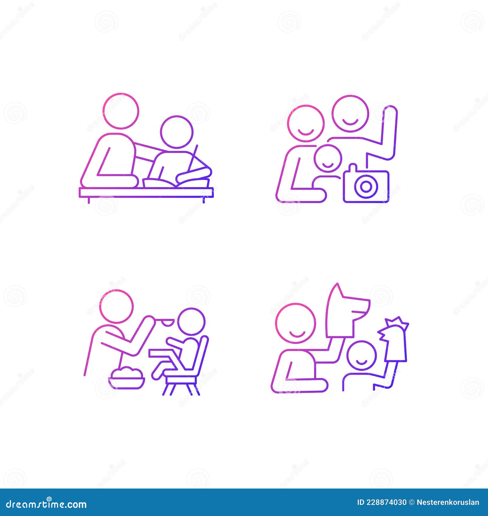 Effective Parenting Style Gradient Linear Vector Icons Set Stock Vector ...