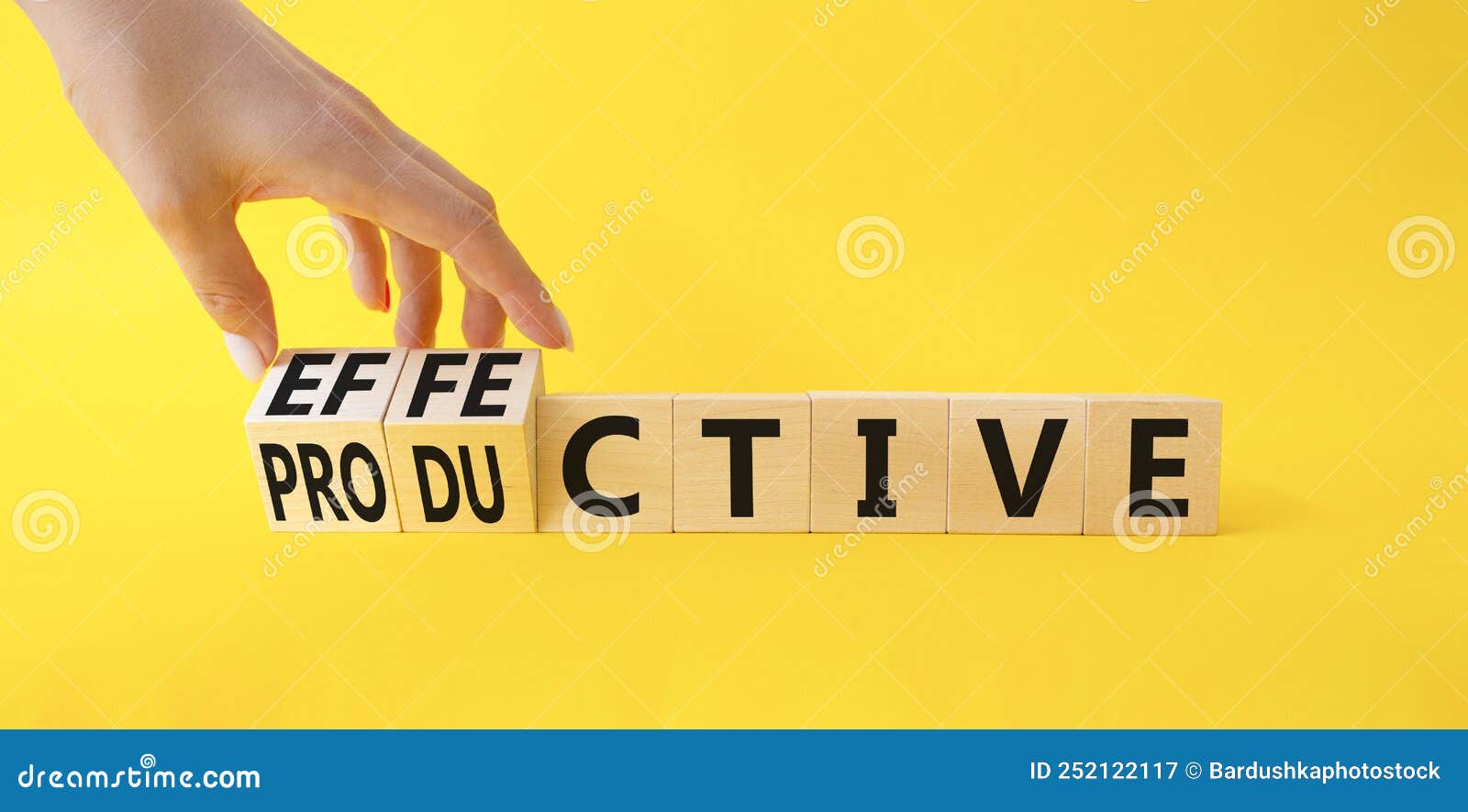 Effective and Productive Symbol. Businessman Hand Turns a Cube and ...