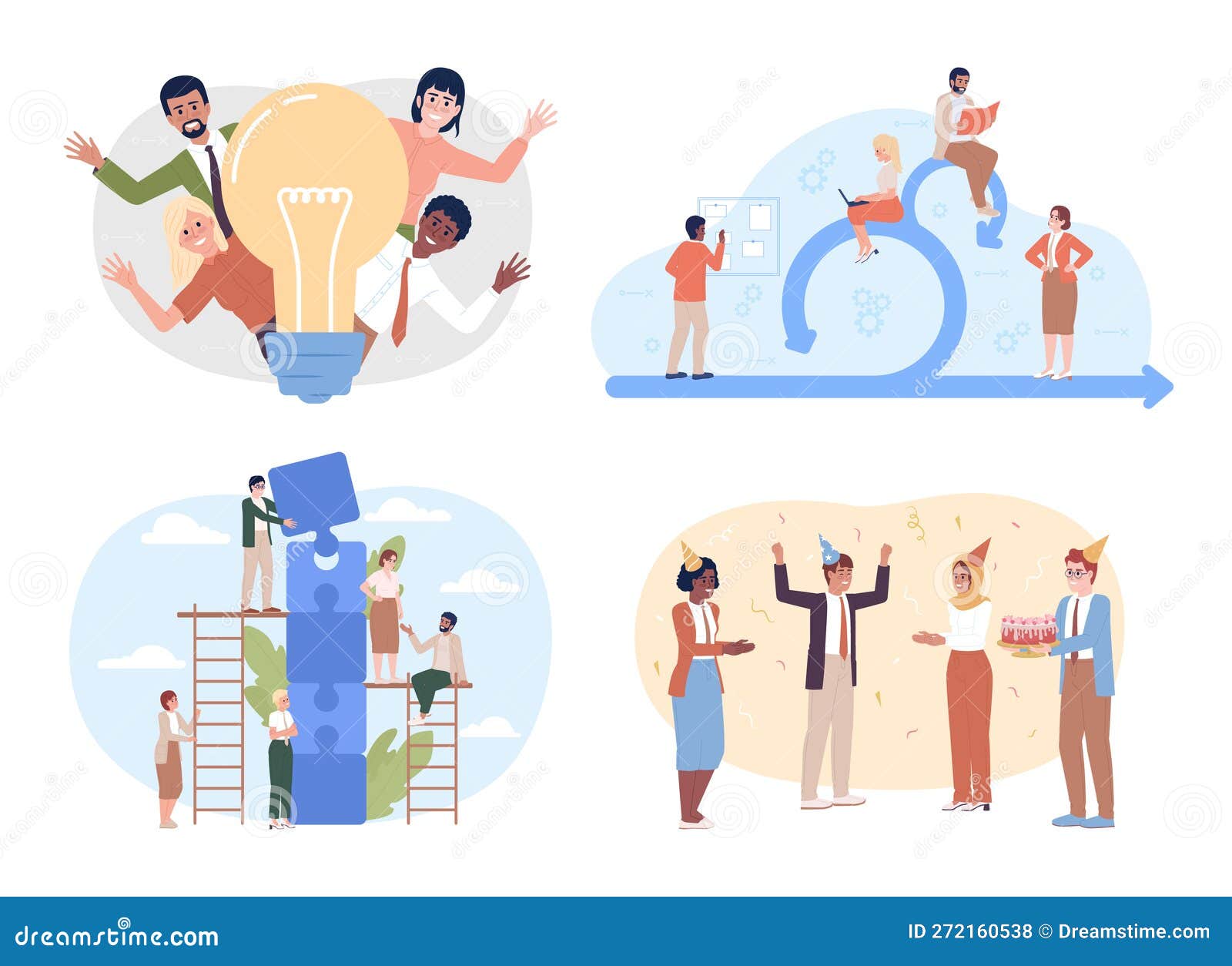 Effective Team Dynamics Flat Concept Vector Spot Illustrations Pack ...