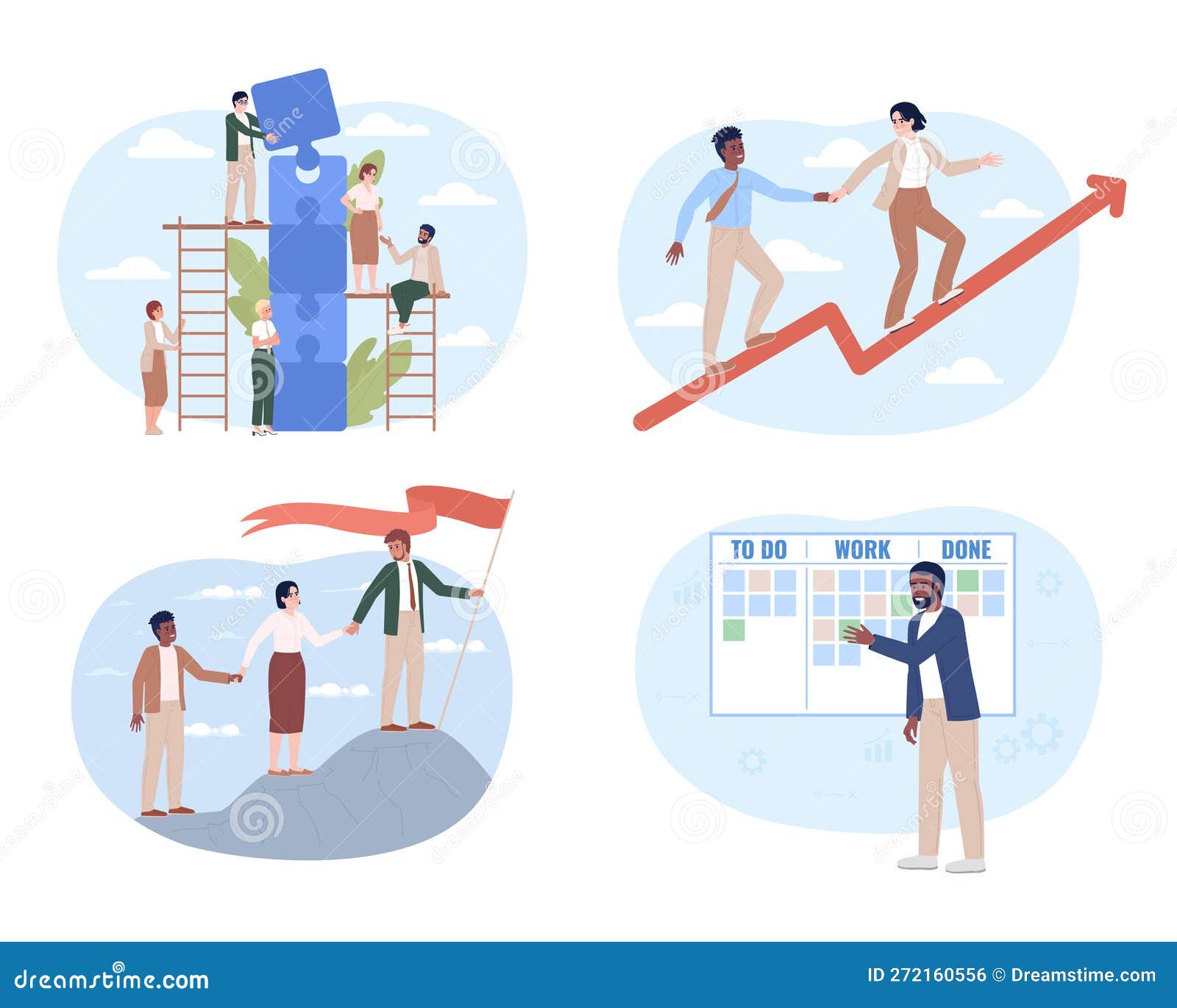 Effective Team Management Flat Concept Vector Spot Illustrations Pack Stock Vector ...