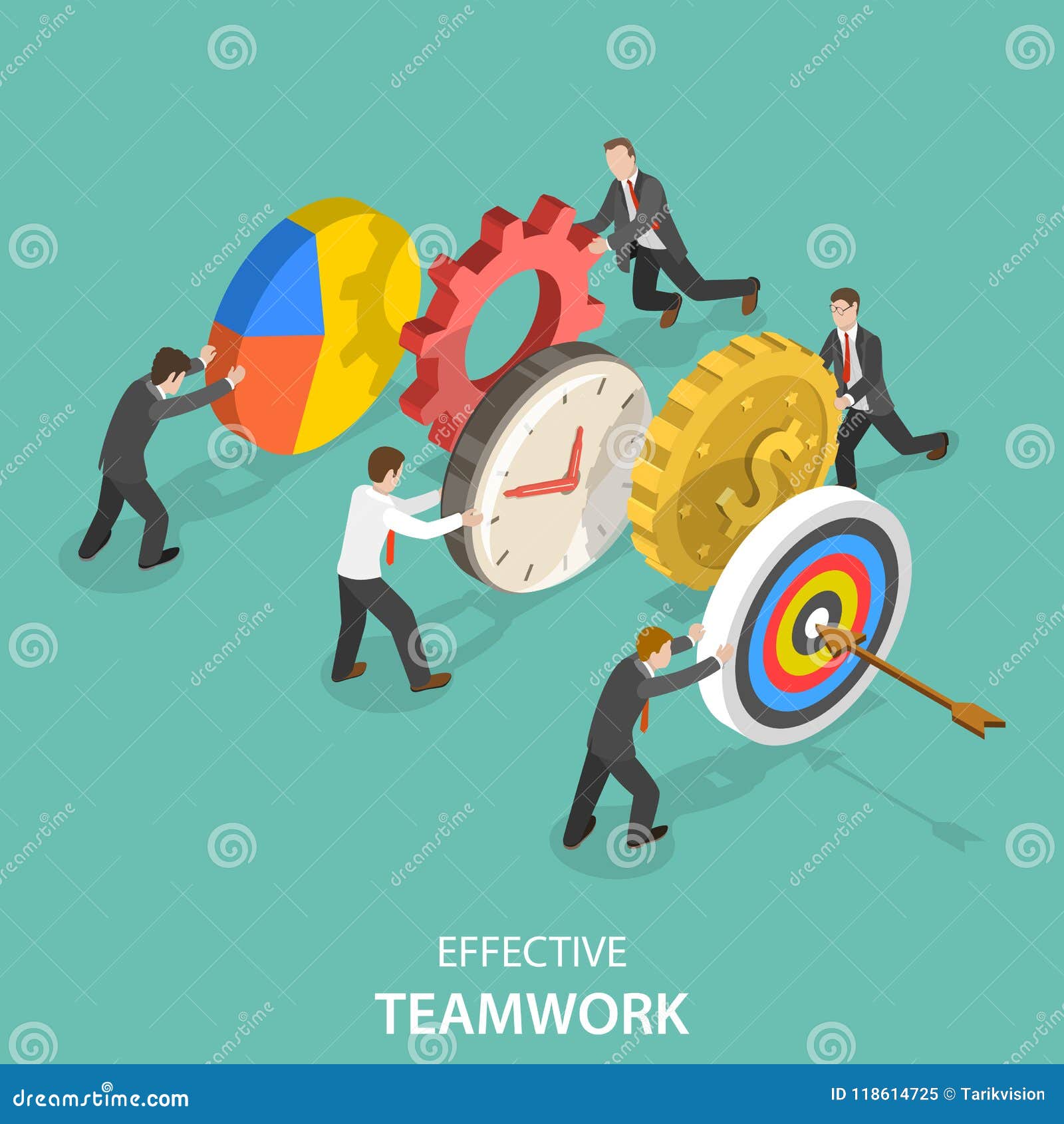 Effective Teamwork Flat Vector Illustration Landin | CartoonDealer.com ...