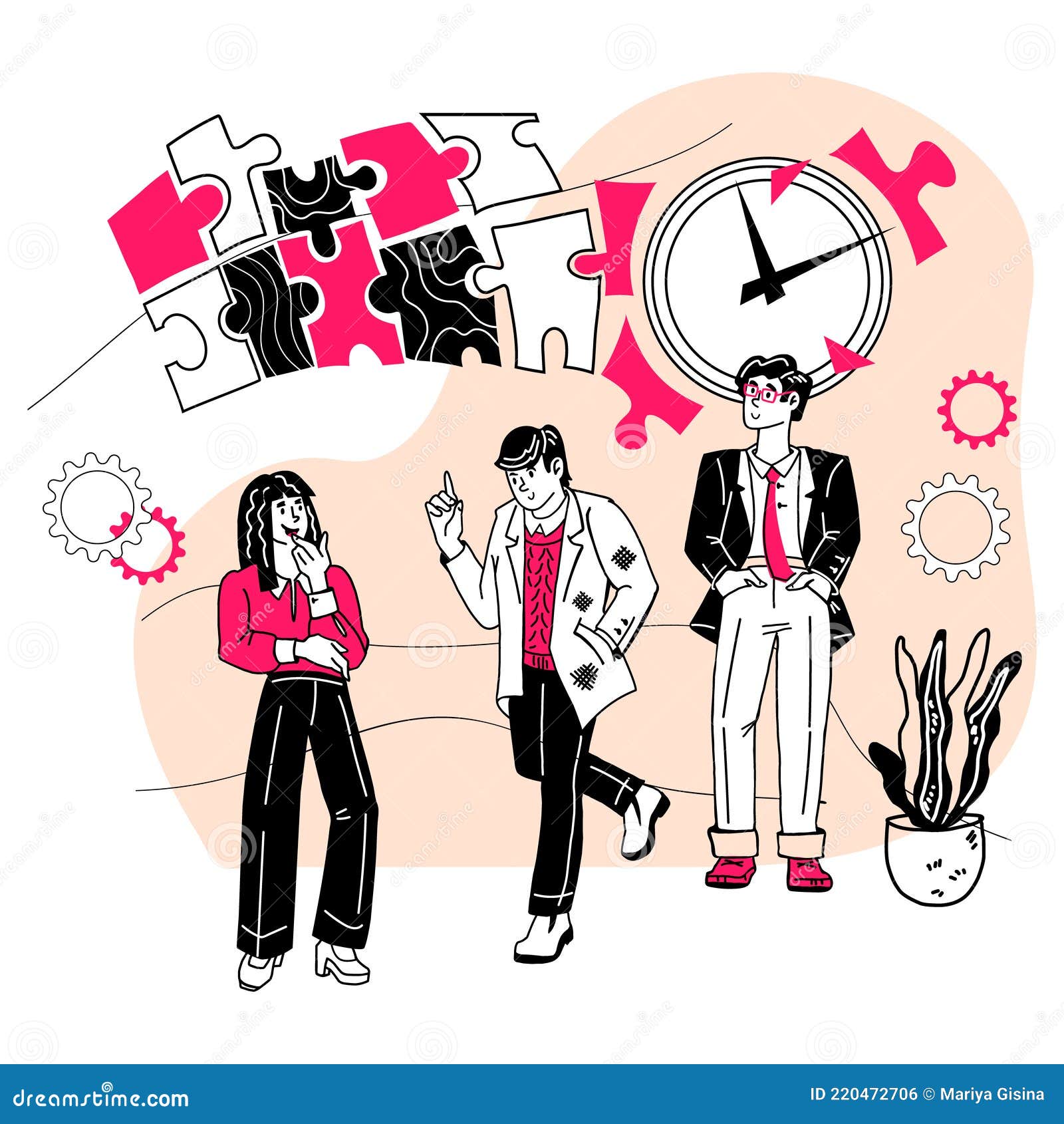 Effective Time Management Concept, Flat Cartoon Vector Illustration ...