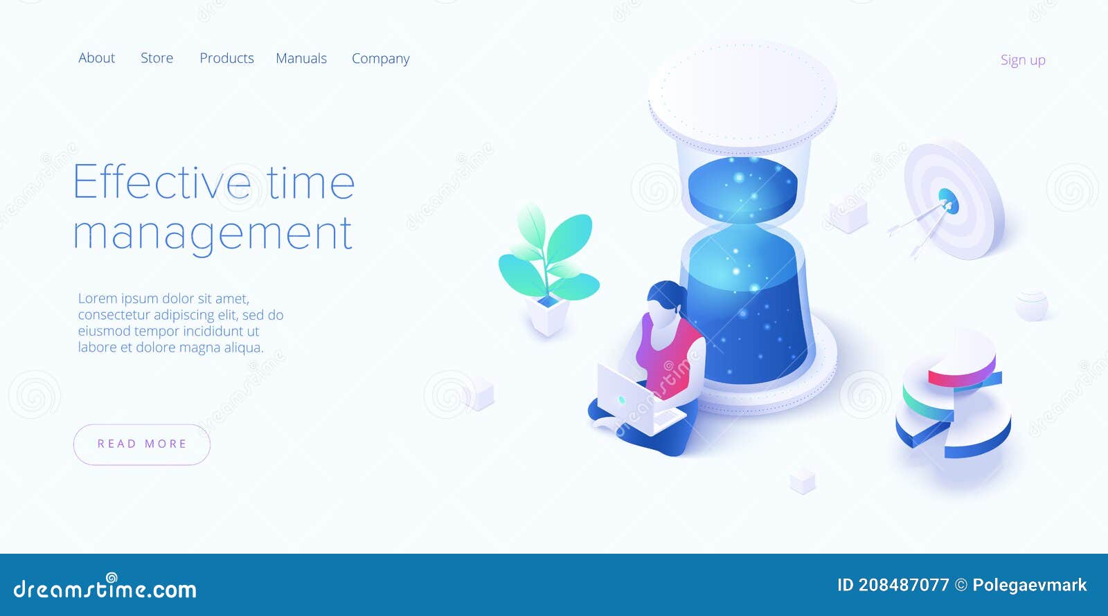 Effective Time Management in Isometric Vector Illustration. Task ...