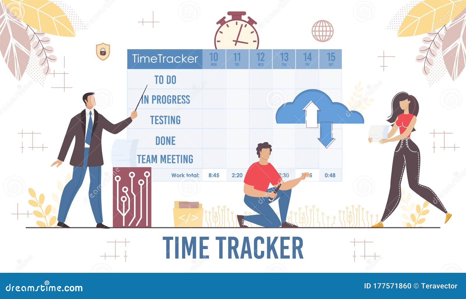 Time Tracker Planner for Business Presentation Stock Vector ...