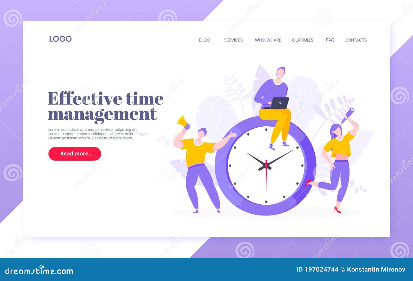 Effective Work Time Management Business Concept Flat Style Design ...