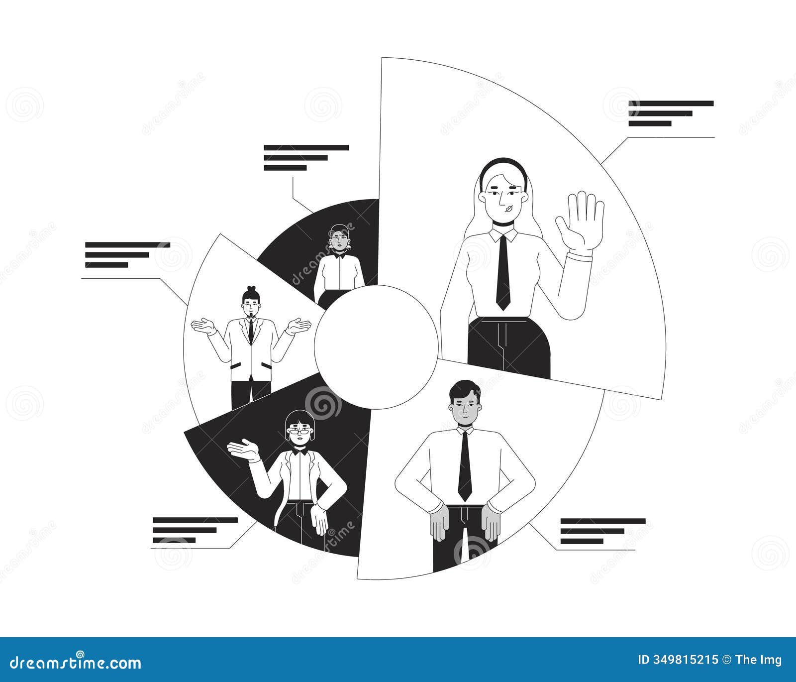 Effective Workload Distribution Black and White 2D Illustration Concept ...