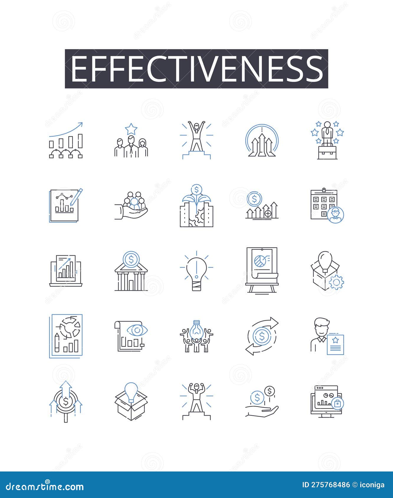 Effectiveness Line Icons Collection. Efficiency, Productivity ...