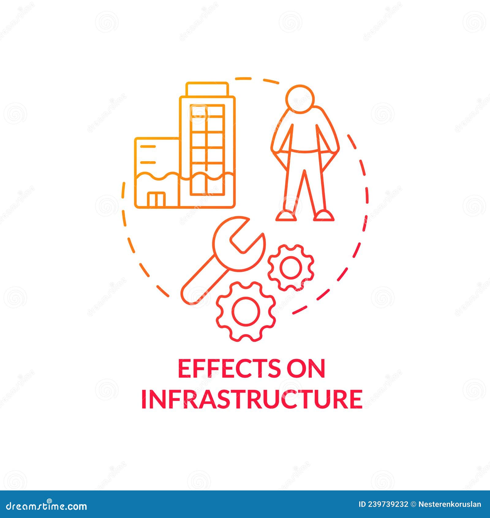 Effects on Infrastructure Red Gradient Concept Icon Stock Vector ...