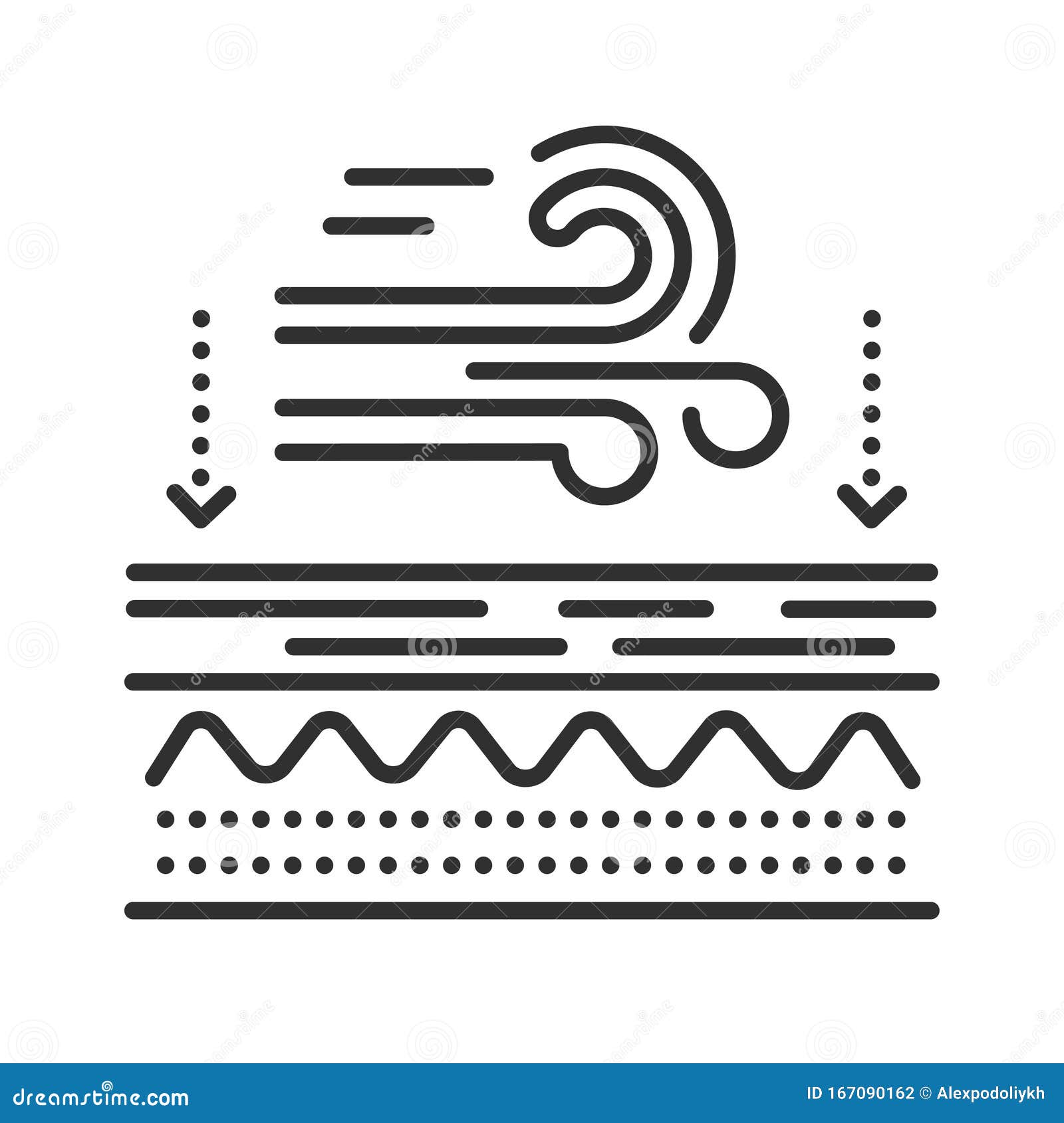 Effects On The Skin Of The Wind Line Black Icon. Skin Care. Sign For ...