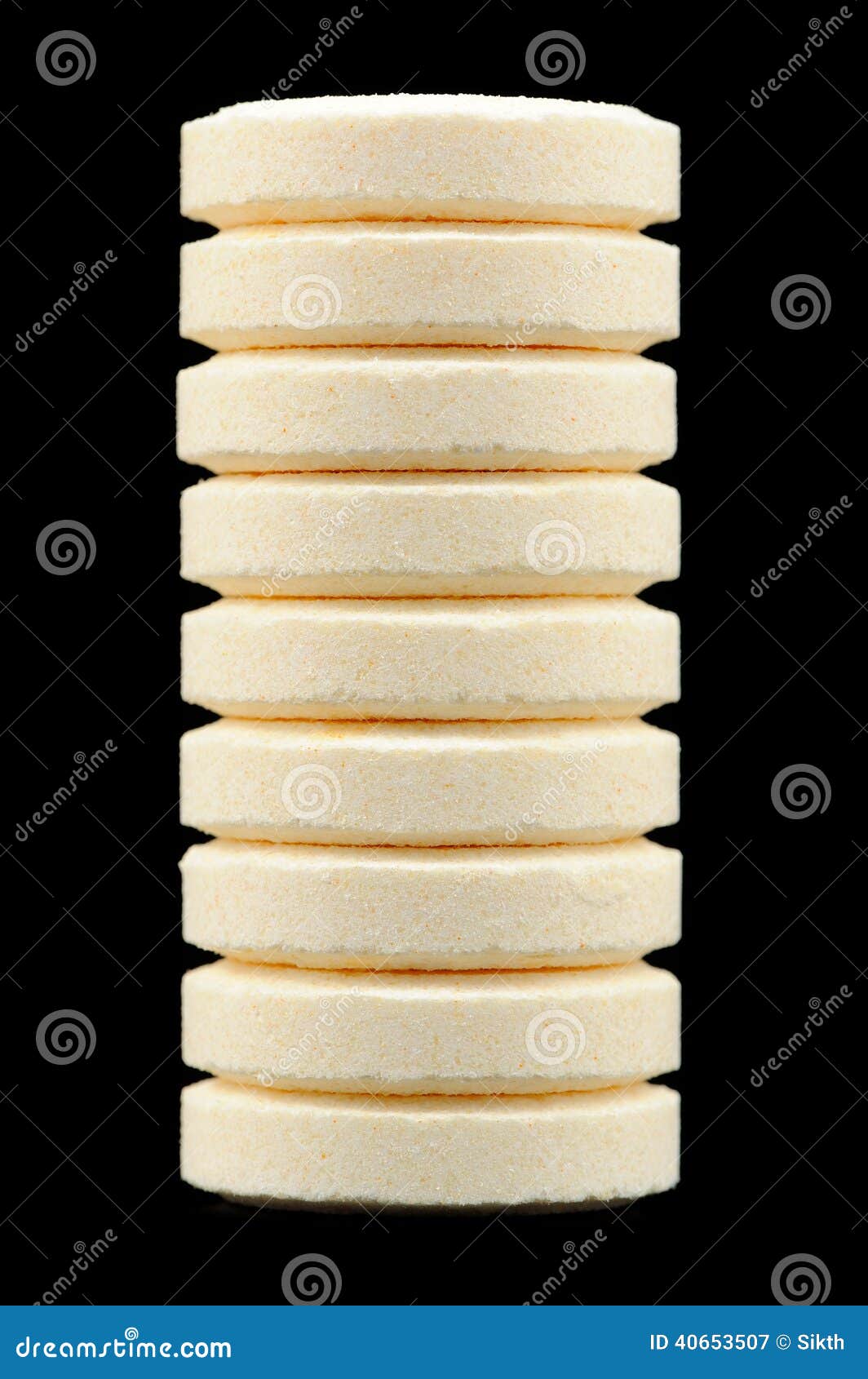 Effervescent (Carbon) Tablets on Black Background Stock Image - Image ...