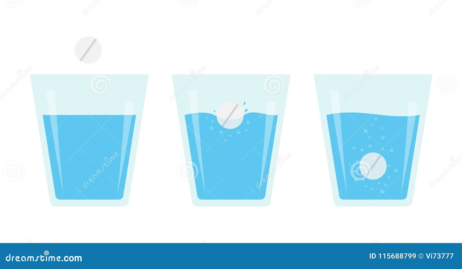 Effervescent Fizzy Tablet Dissolving With Bubbles Isolated On White ...