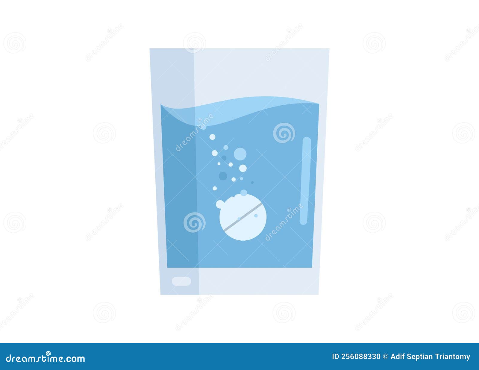 Effervescent Pill Dissolving into a Cup of Water. Simple Flat ...
