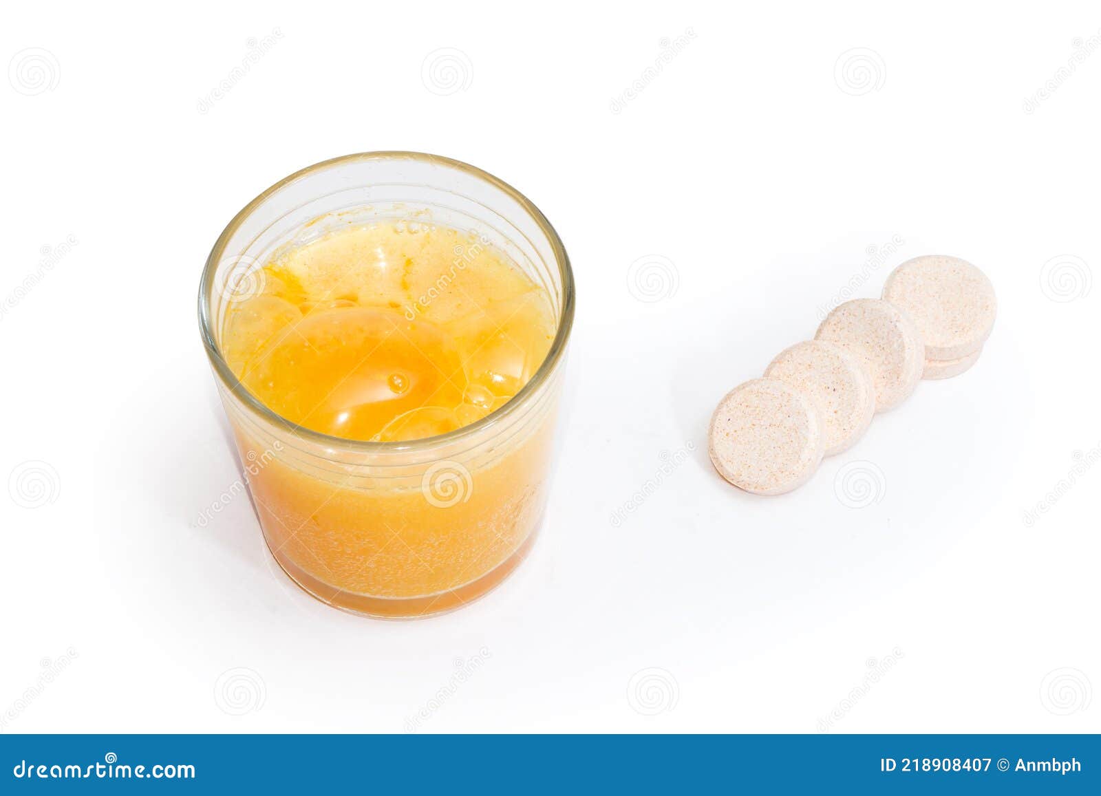 Effervescent Tablet during Dissolution in Water Glass, Same Tablets ...