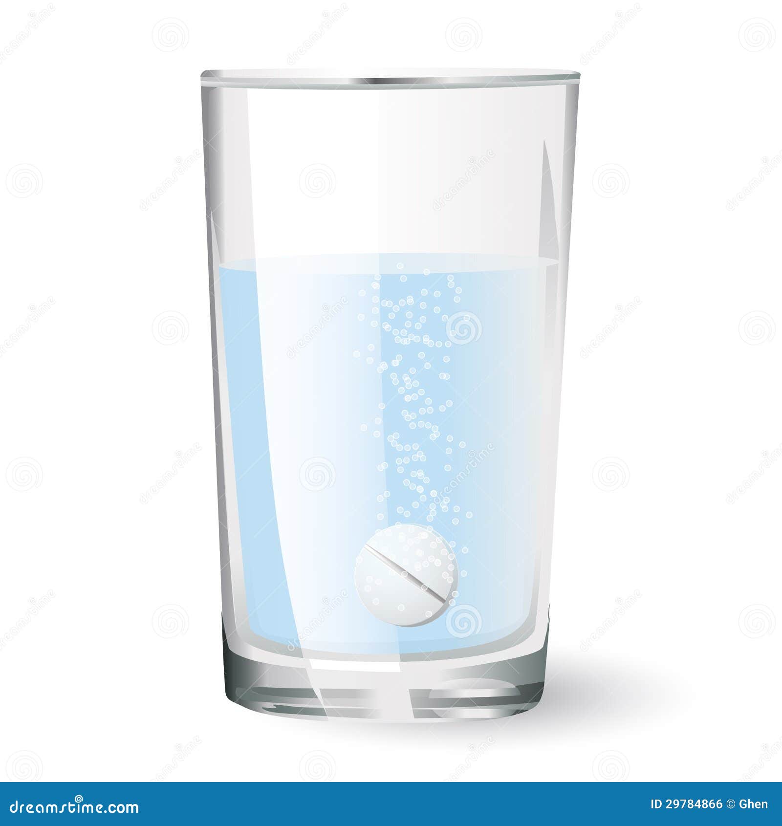 Effervescent Tablet Dissolving In A Glass Of Water Vector Illustration ...