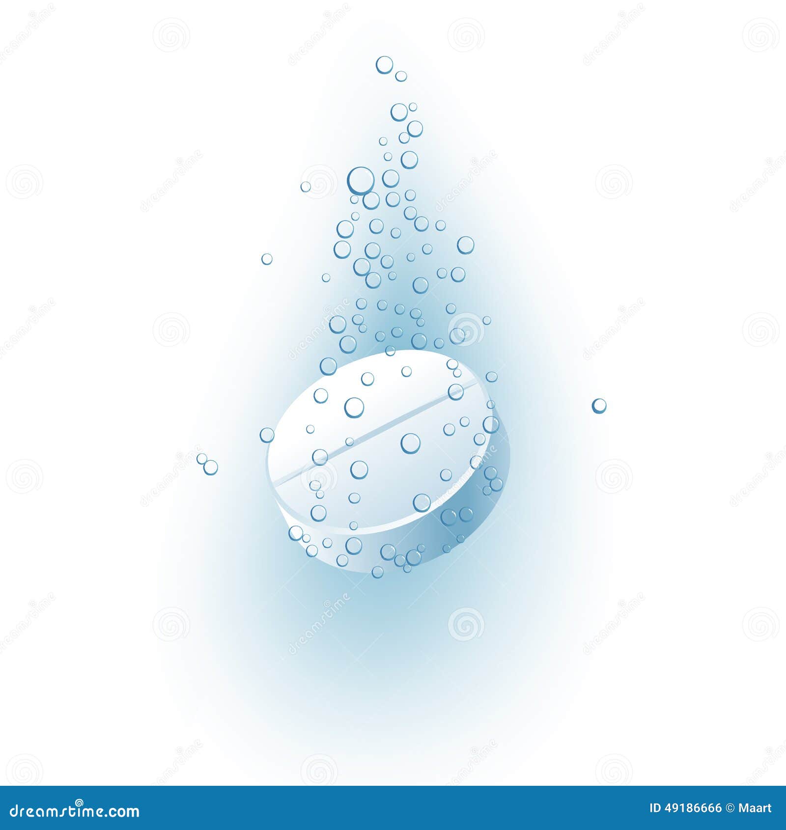 Effervescent Tablet Dissolving In A Glass Of Water Vector Illustration ...