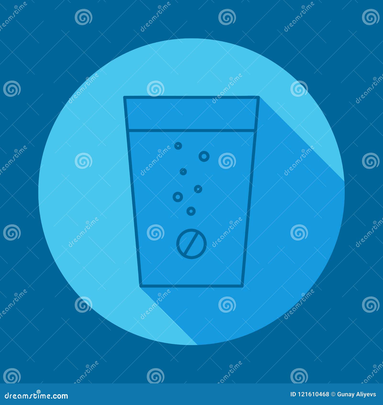 Effervescent Tablets in a Glass Flat Long Shadow Icon. Element of ...