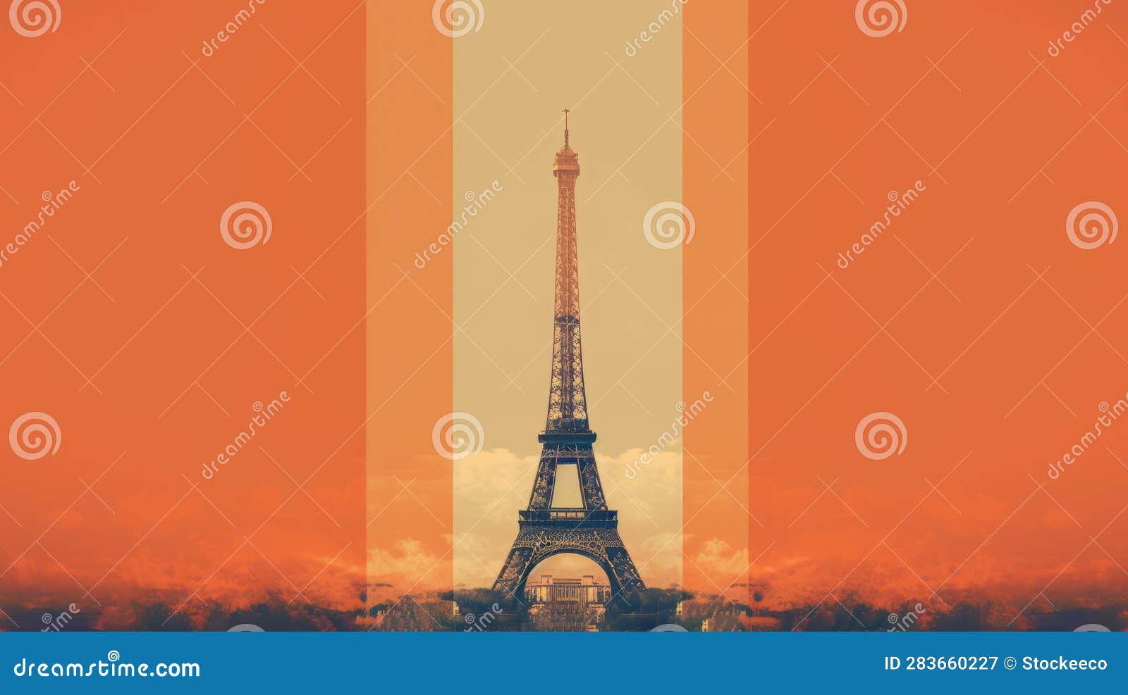 Effet Tower: A Parrot Orange Gradient Collage Of The Iconic Eiffel ...