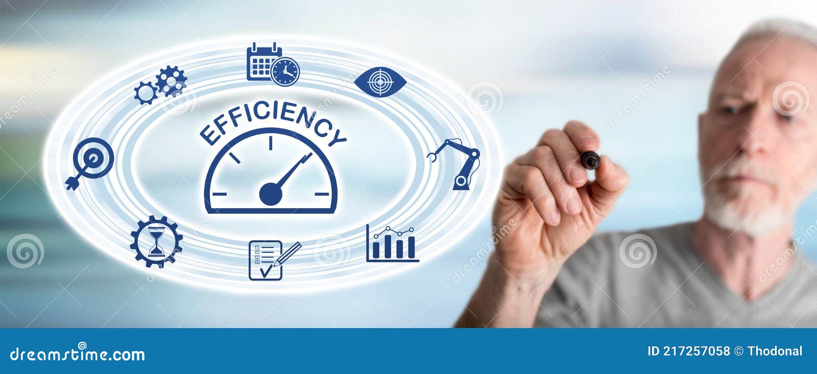 Man Drawing Efficiency Concept Stock Photo - Image of symbol, solution ...