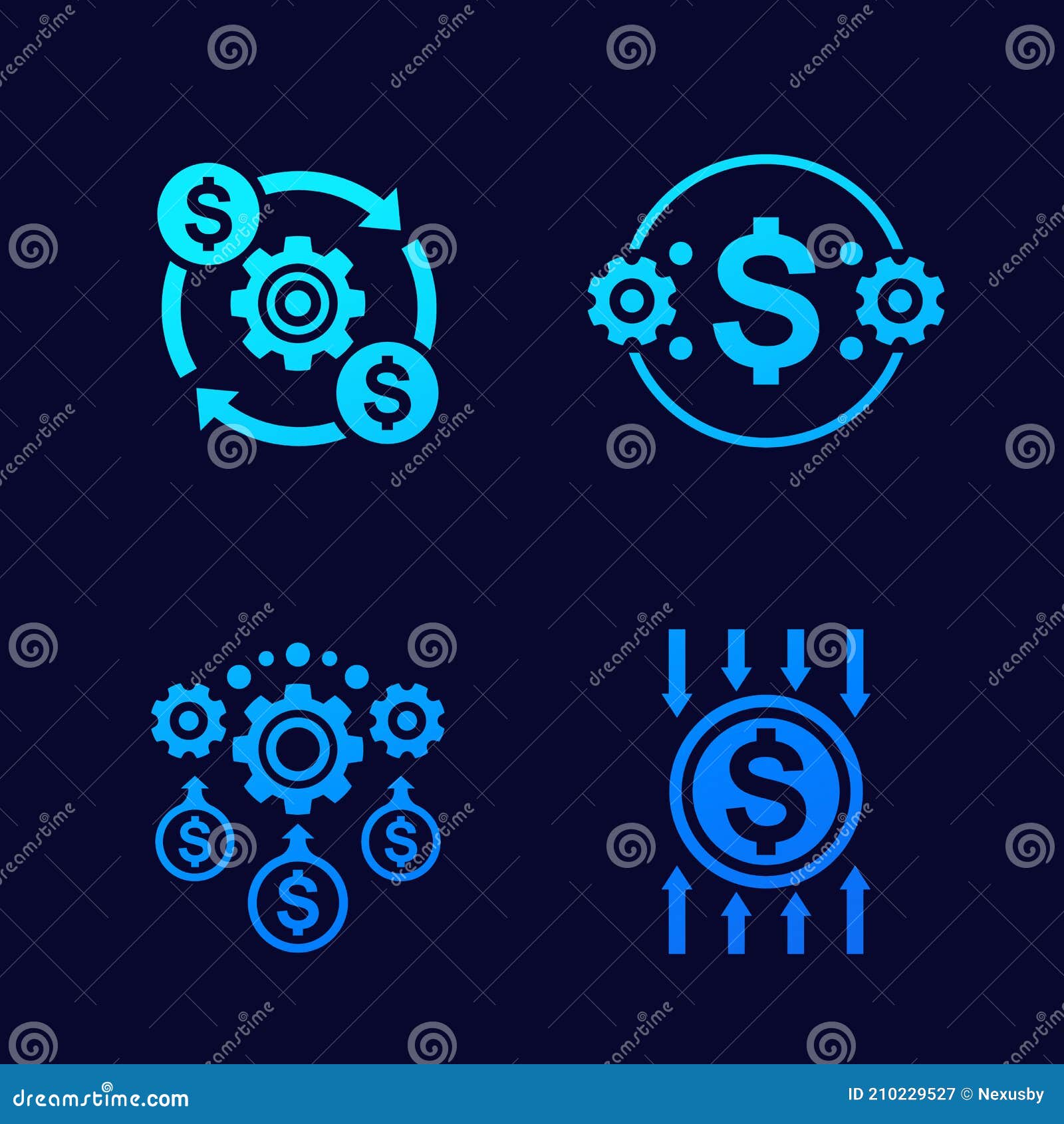 Efficiency, Cost Reduction Vector Icons Stock Vector - Illustration of ...