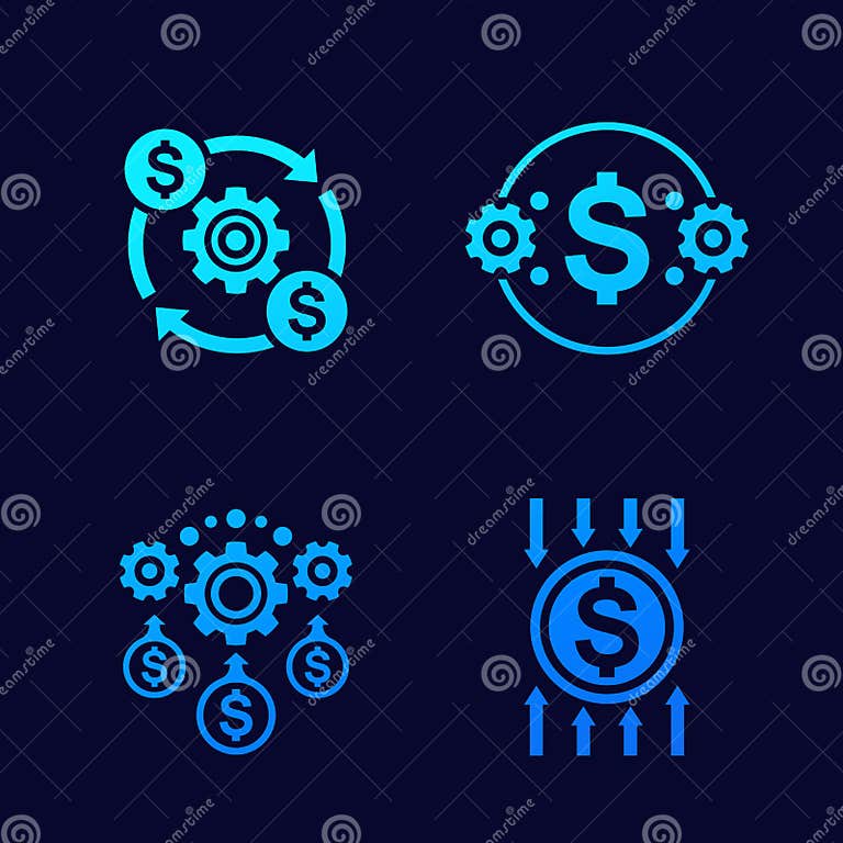 Efficiency, Cost Reduction Vector Icons Stock Vector - Illustration of decrease, vector: 210229527