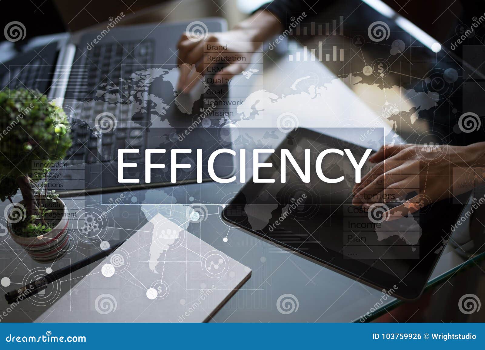 Efficiency Growth Concept. Business and Technology. Virtual Screen ...