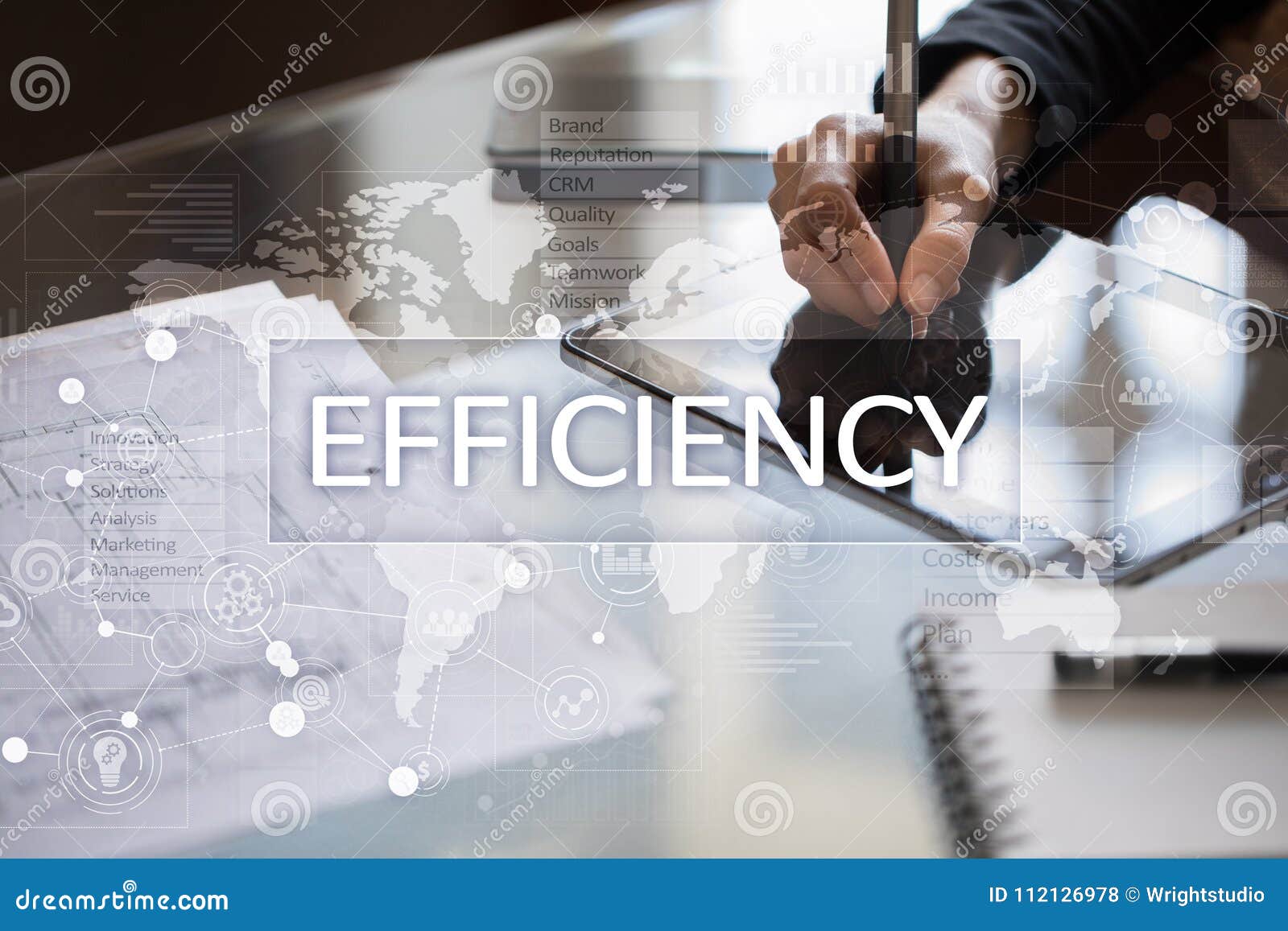 Efficiency Growth Concept. Business and Technology. Virtual Screen ...