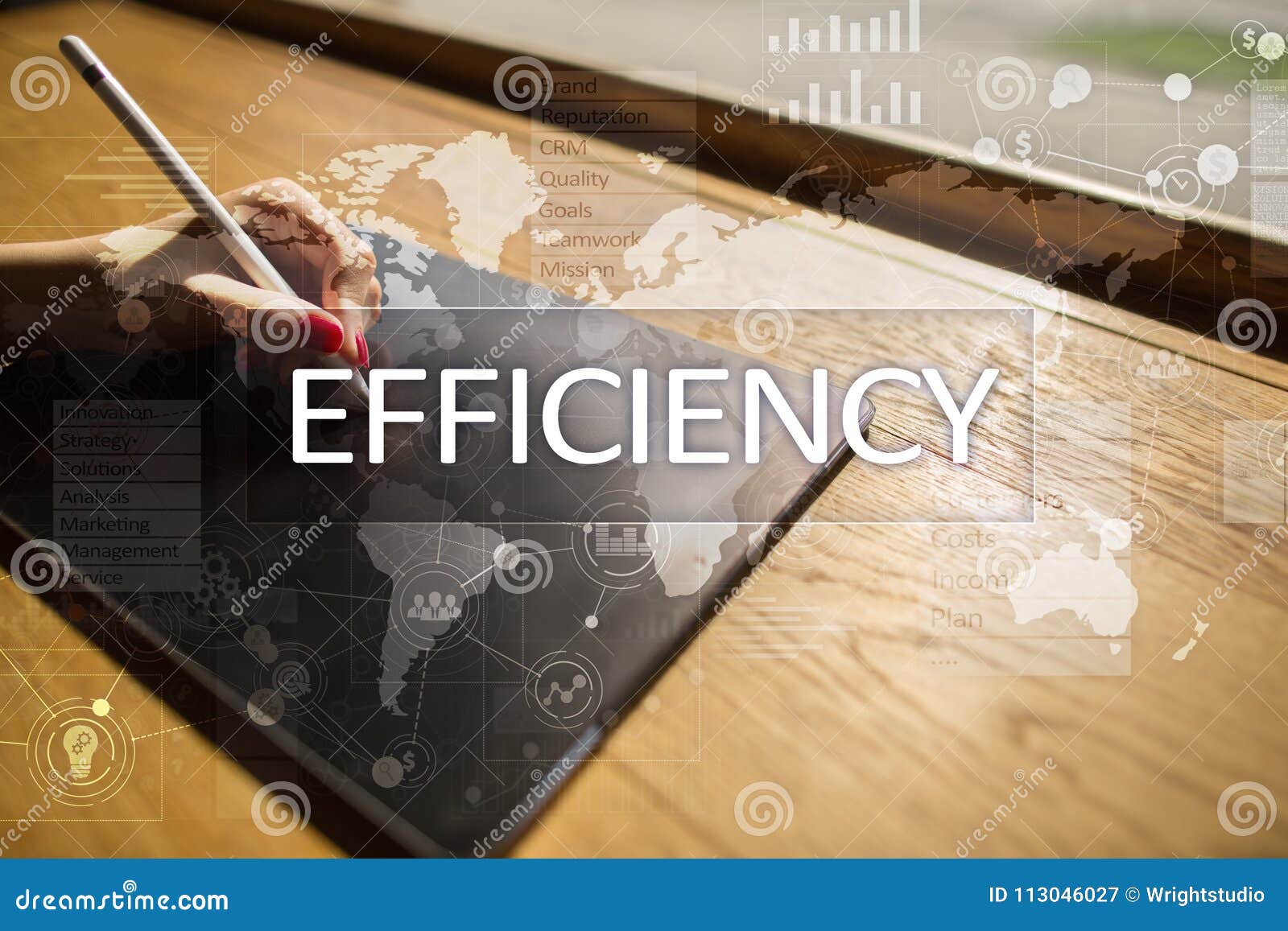 Efficiency Growth Concept. Business and Technology. Virtual Screen ...