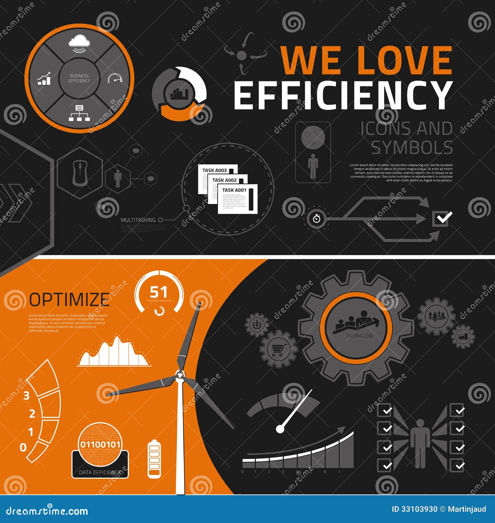 Efficiency Infographic Elements, Icons And Symbols Vector Illustration ...
