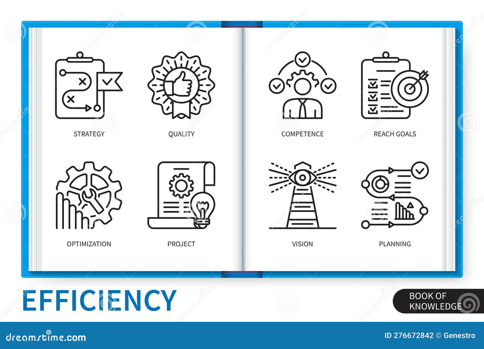Efficiency Infographics Linear Icons Collection Stock Illustration ...