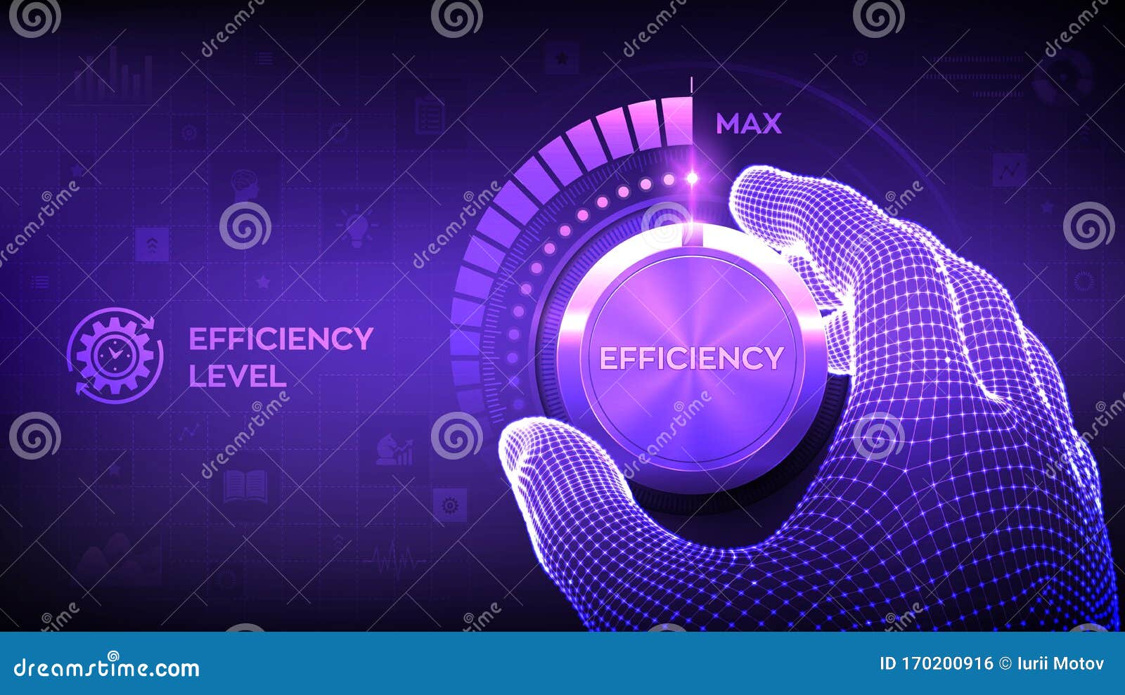 Efficiency Levels Knob Button. Increasing Efficiency Level. Wireframe ... Efficiency Levels Knob Button. Increasing Efficiency Level. Wireframe ...