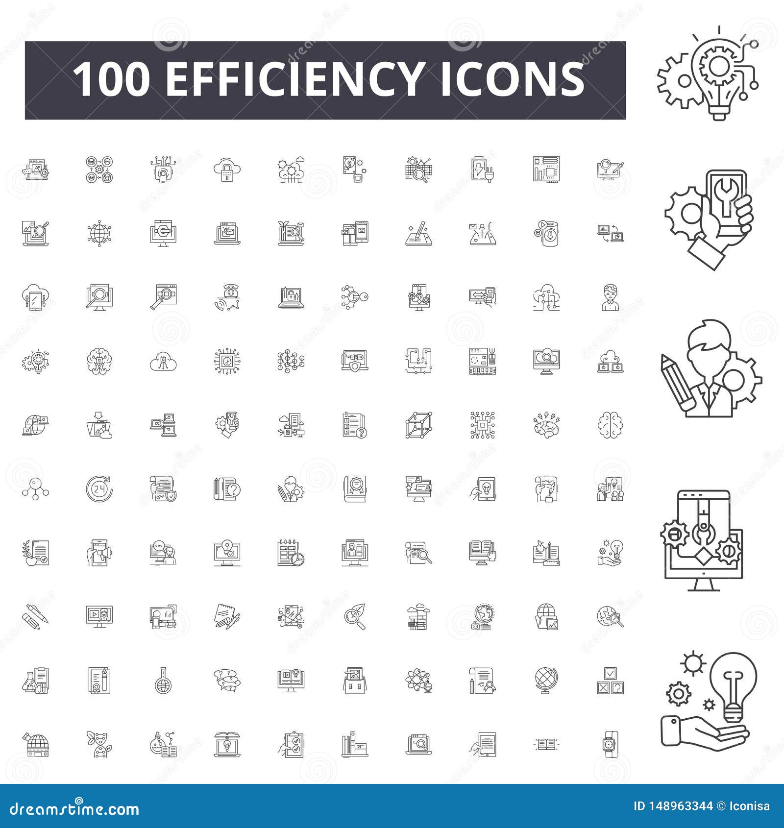 Efficiency Line Icons, Signs, Vector Set, Outline Illustration Concept ...