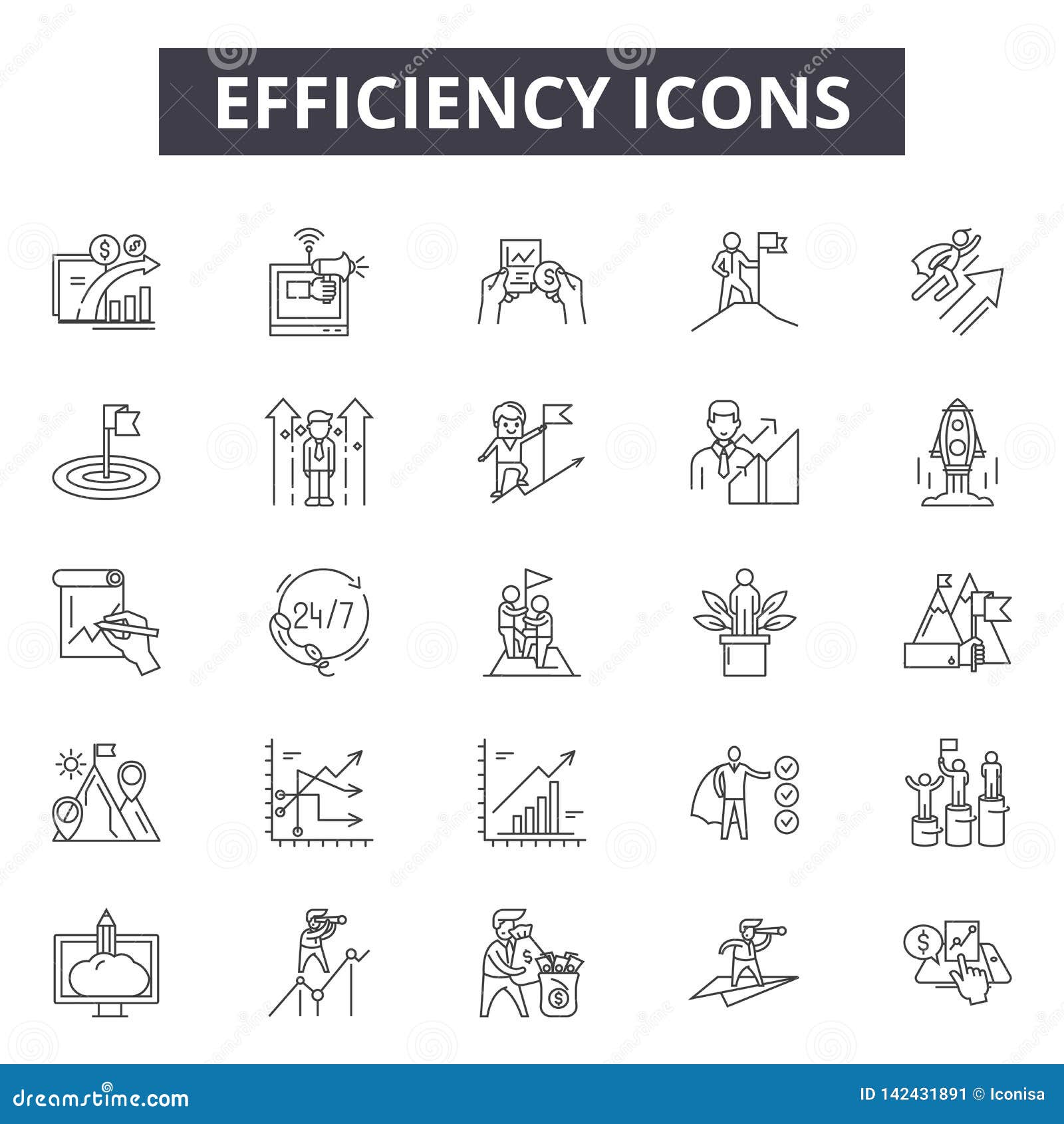 Efficiency Line Icons for Web and Mobile Design. Editable Stroke Signs ...