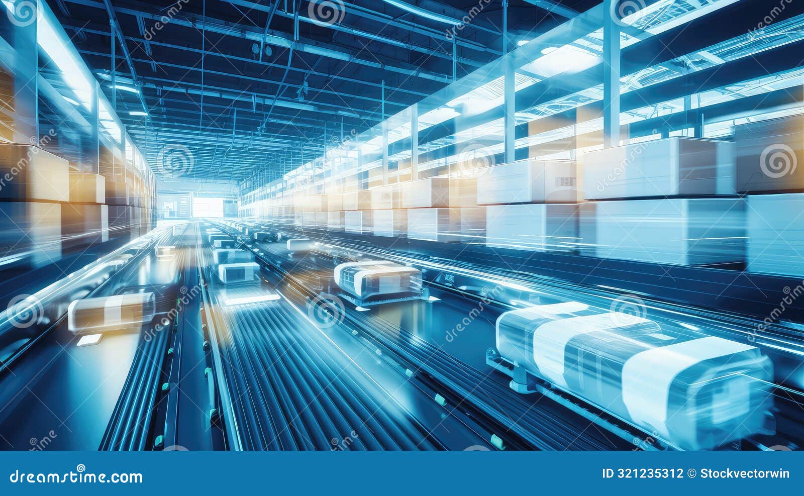 Efficiency Parcel Conveyor Belt Stock Illustration - Illustration of ...