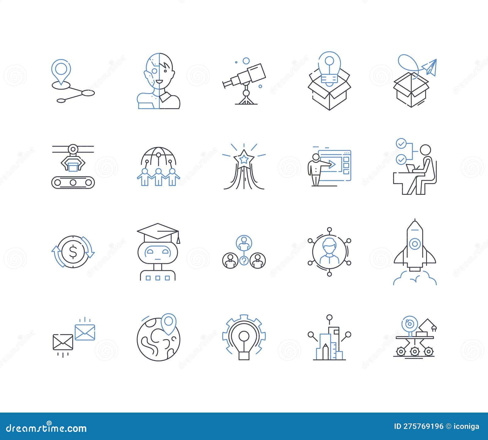 Efficiency Productivity Line Icons Collection Streamlining