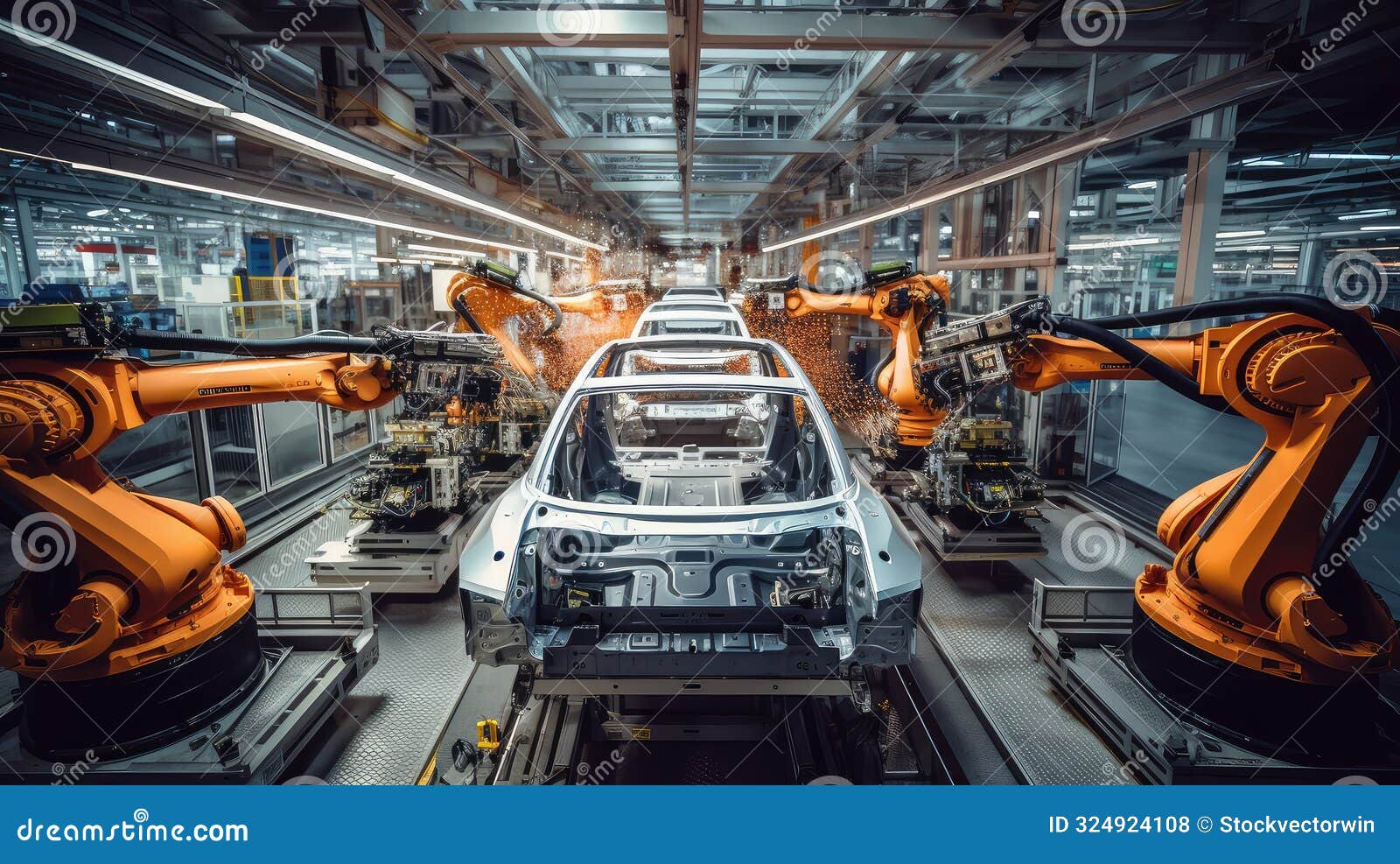 Efficiency Robot Car Production Stock Illustration - Illustration of ...