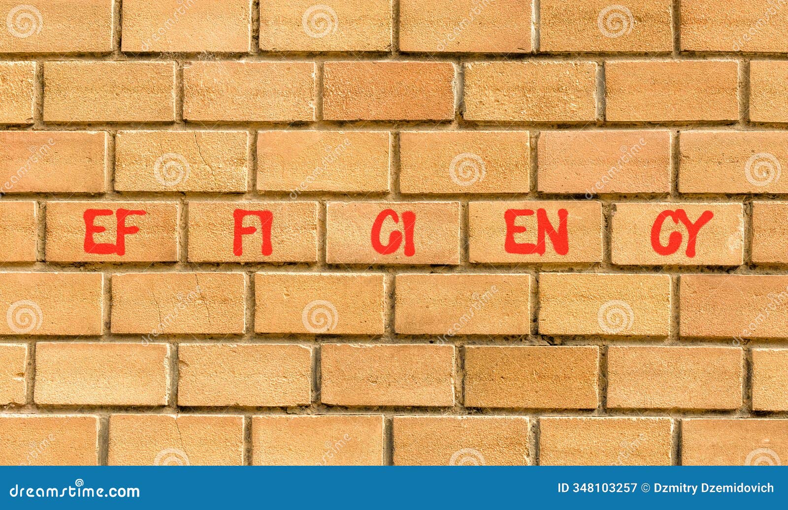 Efficiency Symbol. Concept Word Efficiency on Beautiful Brown Bricks ...