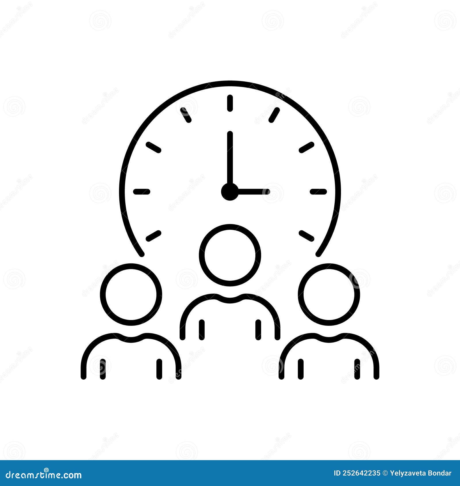 Efficiency Team Work Process Schedule Clock Optimization Line Icon ...