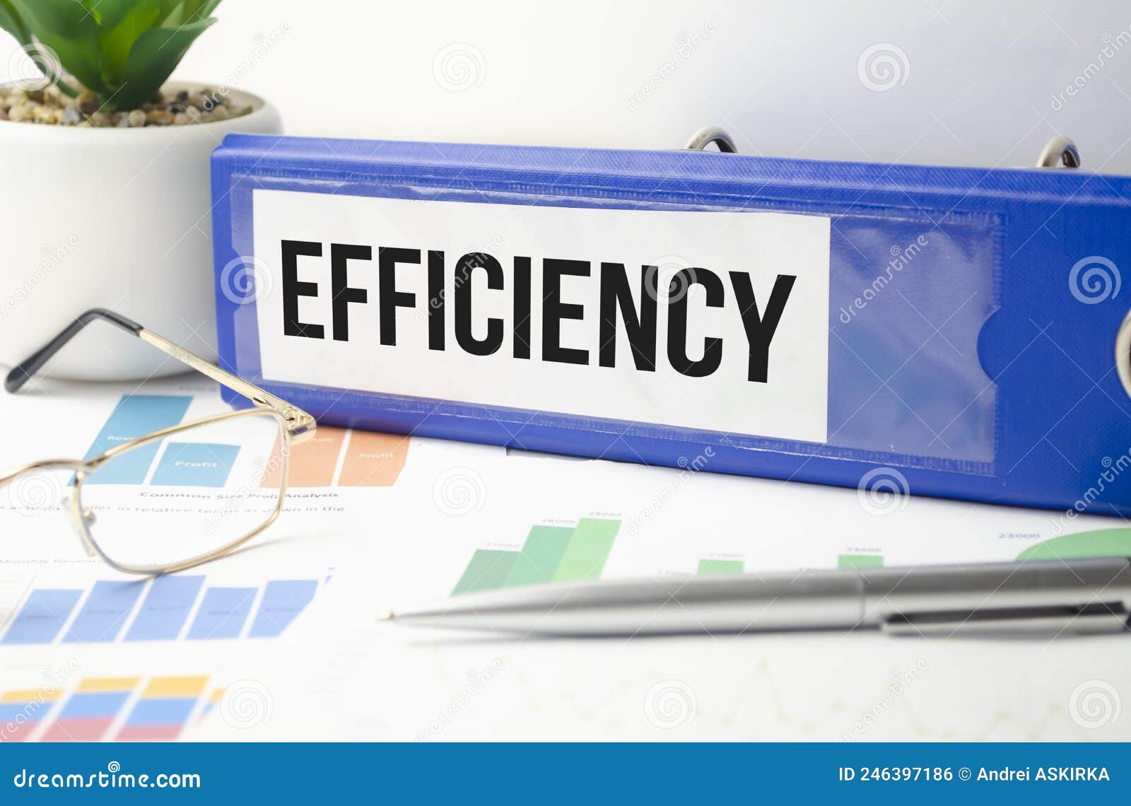 Efficiency Word on the Blue Folder. Motivation Concept Stock Photo ...